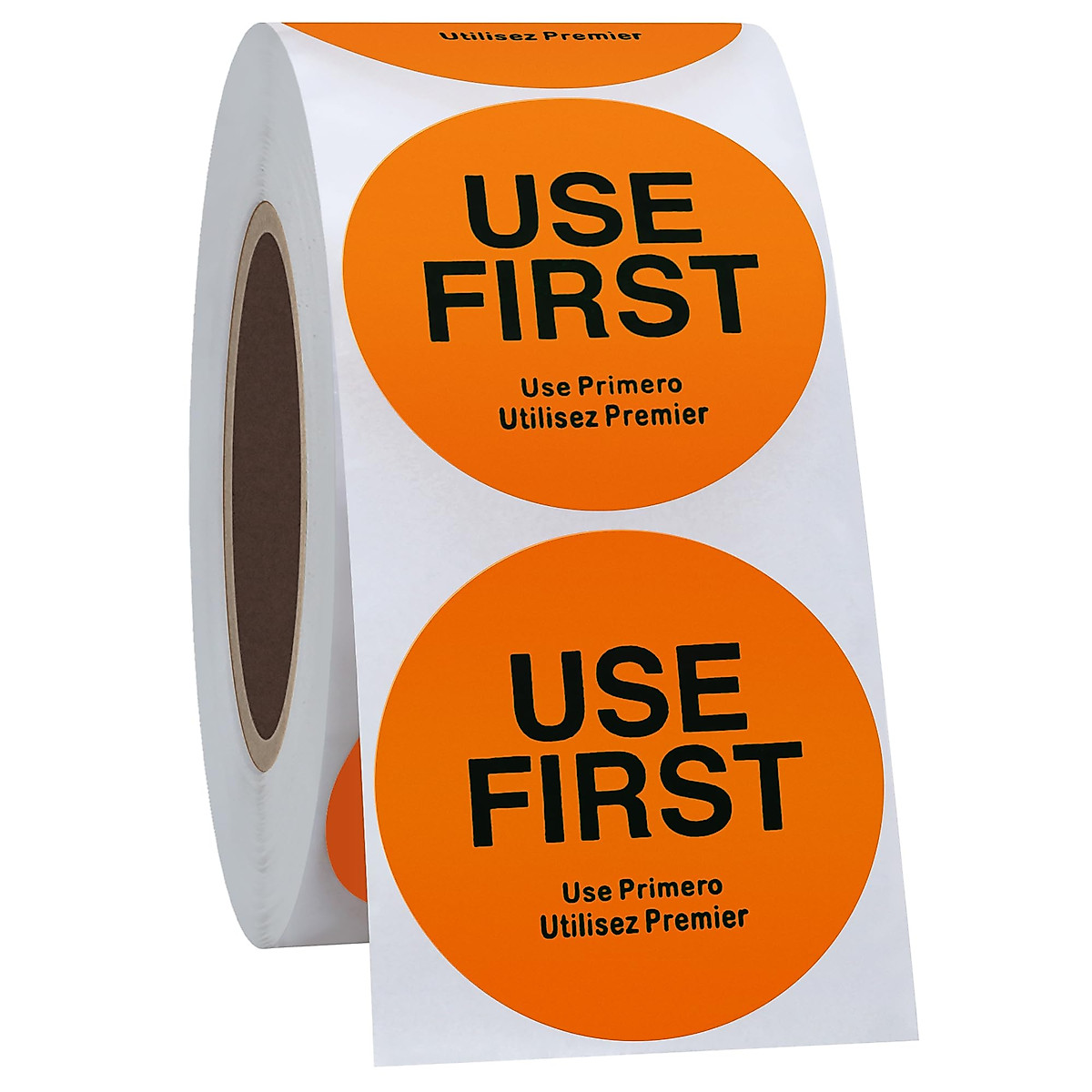 Hybsk USE First Stickers Restaurant Food Service FIFO Label 1.5 Inch Total 500 Labels Per Roll (Orange)
