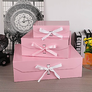 Pink Large Gift Box 13x11x5.3 Inches, Gift Box with Ribbon, Gift Box with Lid Magnetic Closure, Christmas Gift Box, Rectangle Collapsible Gift Boxes for men shoes (Pink)