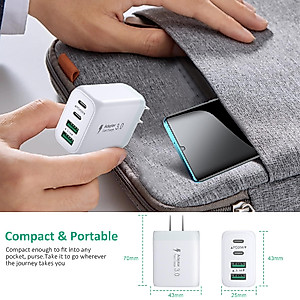 USB C Fast Charger for iPhone 15/15 Pro Max Fast Charging, 2 Pack 40W 4-Port USB C Charger Block Power Adapter with 6ft USB C Cable for iPhone 15 Pro Max/15Pro/15/15Plus,iPad Pro/Air,AirPods,Samsung