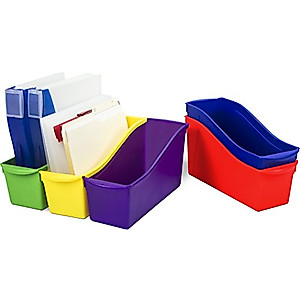 Storex Large Book Bin, Linking Storage Bin, Dry Erase Surface, 14.3 x 7 x 5.3 Inches, STEM Assortment, 30-Pack (70105A06C)