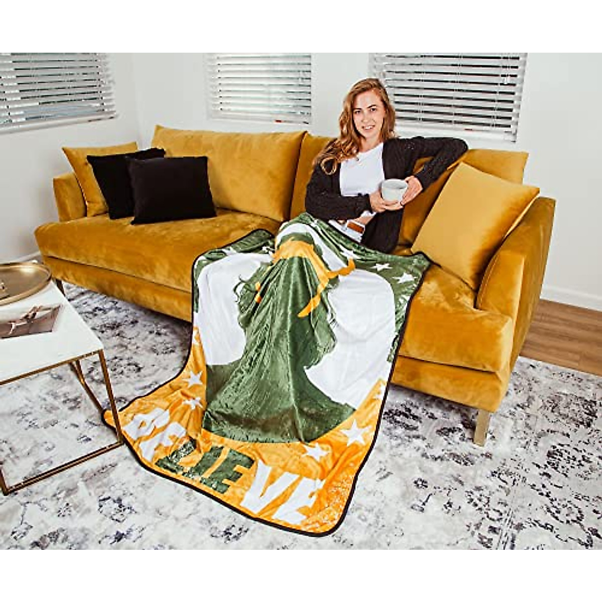 Marvel Studios Loki "Believe" Plush Throw Blanket | Super Soft Fleece Blanket, Cozy Sherpa Cover For Sofa And Bed, Home Decor Room Essentials | MCU Comic Book Gifts And Collectibles | 45 x 60 Inches