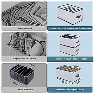 SOLARVALLEY 2Pcs Closet Organizers storage for Clothing,Underwear Drawer Organizer Clothes,Clothes Organizer for Folded Clothes,PP Plate Nylon Mesh Foldable Wardrobe Clothes Organizer(8Grids)