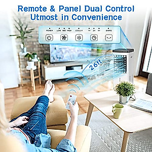 Portable Air Conditioners,3-IN-1 Air Conditioner Portable for Room, Evaporative Air Cooler with 3 Gal Tank, 3 Speeds&7H Timer, 60° Oscillation Swamp Cooler Portable AC Air Conditioner for Room/Office