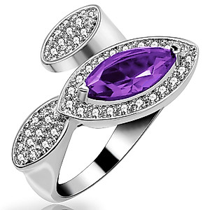 Uloveido Ladies Silver Color Oval Cut Purple CZ Cubic Zirconia Wedding Bridal Ring Simulated Didamond Engagement Rings for Women (Purple, Size 8) J318