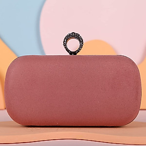 Fawziya Evening Purses Rhinestone Ring Handle Velvet Clutch Bags For Women Clutches-Cocoa Brown