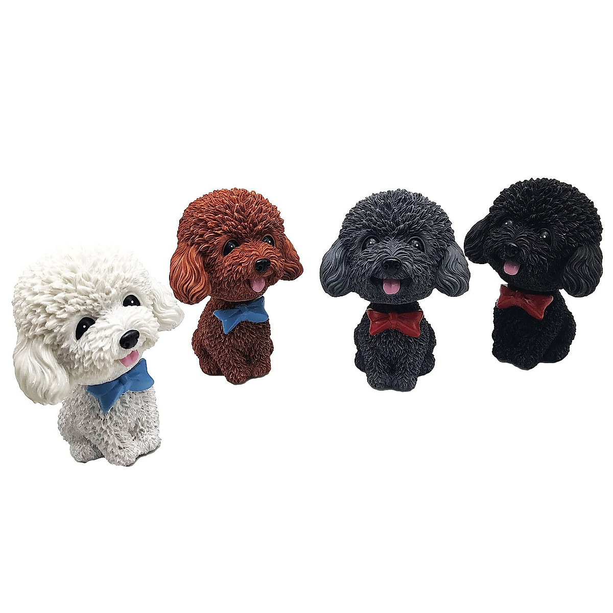 IBWell Mini Bobbing-Head Dog for Car Dash Board Decor,Dashboard Doggy Puppy Teddy Toy with Adhesive Tab（Poodle） (Black)