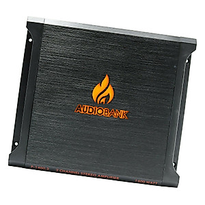 Audiobank AB1400.2 2 Channel 2400 Watt 2 Ohm A/B Class Car Audio Stereo BASS Amplifier with Bass Control, Bridgeable, LED Indicator with Bass Knob Included