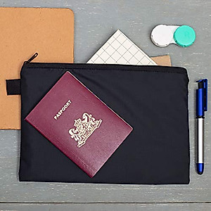 Sun Life Style Zipper Bag - Set Of 3 - Carry All Pouch To Organize Travel Toiletries Pens Cosmetics (9.5 x 6.5, Black)