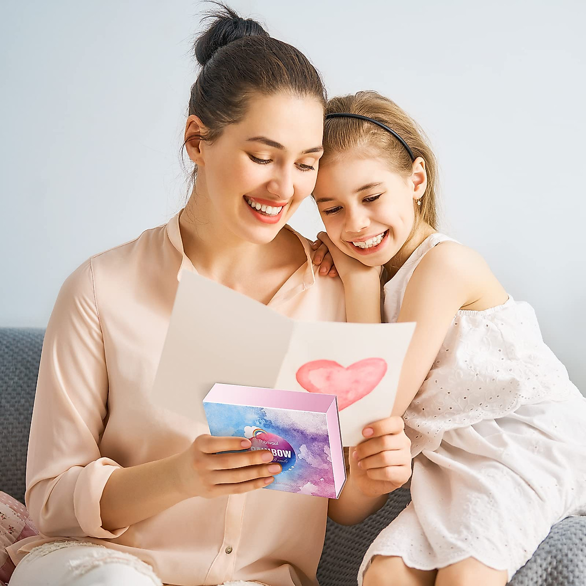 Rainbow Bath Bombs 2Pcs Gift Set, Ribivaul Handmade Bath Bombs with Natural Ingredients and Dreamy Rainbow, Bath Bomb with Rich Bubble, Great Gift for Birthday, Halloween, Thanksgiving, Christmas