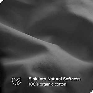 Bare Home 100% Organic Cotton King/California King Duvet Cover Set - Crisp Percale Weave - 300 Thread Count - Lightweight & Breathable - Cooling Duvet Cover Set (King/Cal King, Grey)