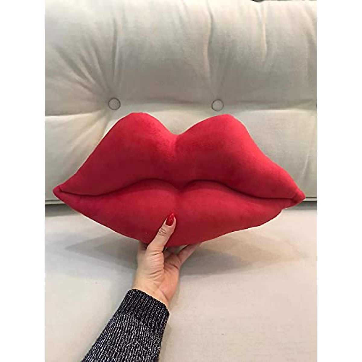 Red Lip Shape Pillow Red Lip Shaped Pillow Soft Plush Smooch Lips Decorative Pillow.