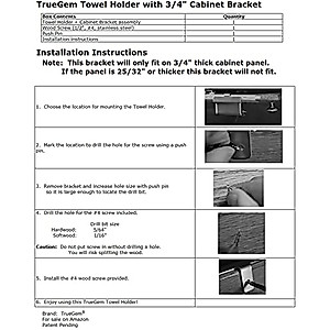 TrueGem Over Cabinet Kitchen Dish Towel Holder with 3/4" Bracket. Compact Clip/clamp. Smaller Than bar, Ring, Rack