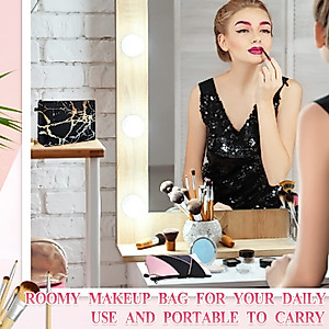 Sanwuta 12 Pieces Cosmetic Makeup Bags Printed Roomy Toiletry Waterproof Beauty Bag Organizer Pouches with Zipper Makeup Accessories for Women(Marble Style)