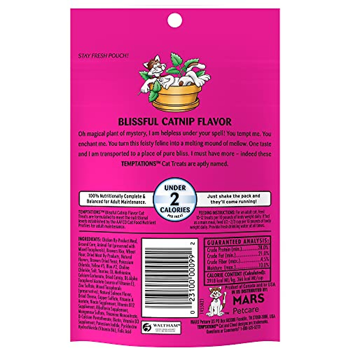 TEMPTATIONS Classic Treats for Cats Blissful Catnip Flavor 3 Ounces (Pack of 12)