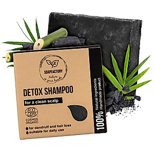 SoapFactory Dandruff Shampoo Bar for Oily Hair, Organic Hair Soap with Activated Charcoal for Men and Women, 100% Natural, Vegan, Handmade, 3 ounce