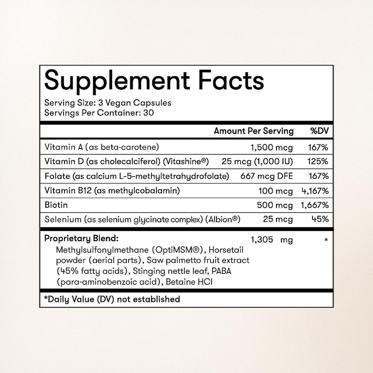 WELLBEL Women Clean Supplement for Hair, Skin, and Nails, Vegan, Gluten Free and Non GMO 90 Count