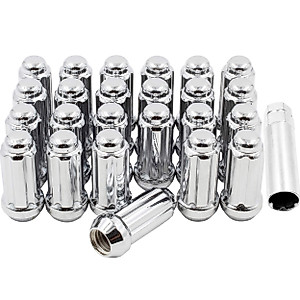Wheel Accessories Parts 24 Pcs M14x1.5 14x1.5 Thread Truck 2.00" Long Spline Lug Nuts Chrome 6 Spline Hex Fits 1999+ Chevy Silverado GMC Sierra 1500 2015+ Ford F 150 Nissan Titan XD 2019+ Ram 1500