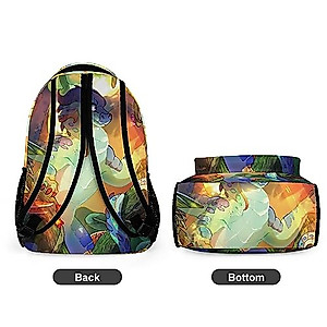 JAYWIS Fire Wings Dragon Backpack Large Capacity Laptop Bags Lightweight Multifunction Daypack for Daily/Work/Sport