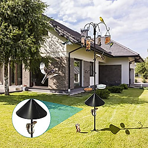 Ointo Garden 6-Hook Bird Feeding Station Kit，Bird Feeder Pole Feeder Hanging Kit & Bird Bath for Attracting Wild Birds with Squirrel Proof Baffle Guard