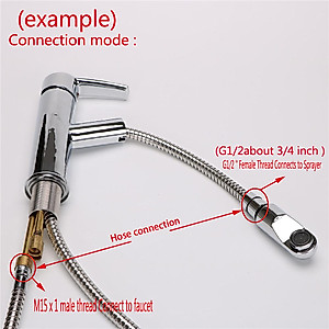 Weirun Kitchen Bathroom Sink Pull-down Faucet 1/2" IPS Black Braided Replacement Pull-Out Head Hose 59-inch or 150cm for Oil Rubbed Bronze Taps