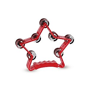 GEWA jingle wreath Star - 14-pairs of chrome-plated jingles - double row - color red