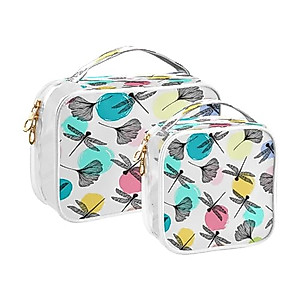 senya Clear Toiletry Bag,Travel Makeup Cosmetic Bag Carry on Airport Airline Compliant Bag Colorful Dragonfly for Women Men