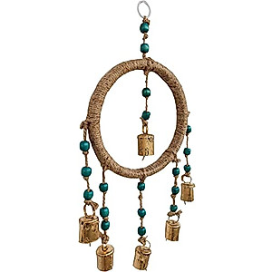 FIKIMOS Jute Handmade Crafted Home Decoration Hanging Beads Cow Bell Hanging Door Ornaments Wall décor
