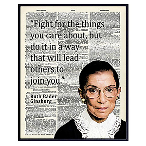 Ruth Bader Ginsburg Wall Art - RBG Motivational Quote Home Decor, Room Decoration for Office, Bedroom - Inspirational Gift for Women, Attorney, Lawyer, Liberal Feminist - Picture Poster Photo Print