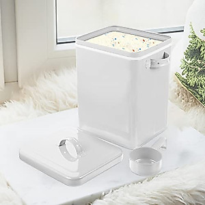 Angoily Metal Rice Storage Container Rice Canister with Lid Cereal Containers Dispenser Sealed Food Storage Container for Cereal Beans Pet Food White