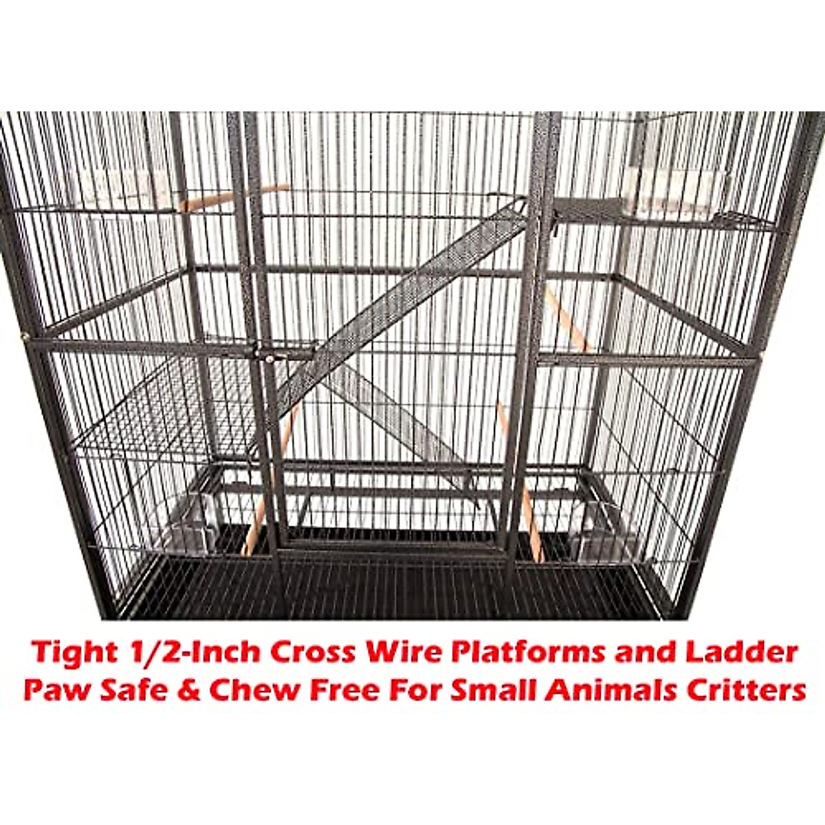 64" Extra Large Wrought Iron 4 Levels Ferret Chinchilla Sugar Glider Rats Mices Rabbit Squirrel Hamster Cage with Removable Stand (32" L x 19" W x 60" H, BlackVein)