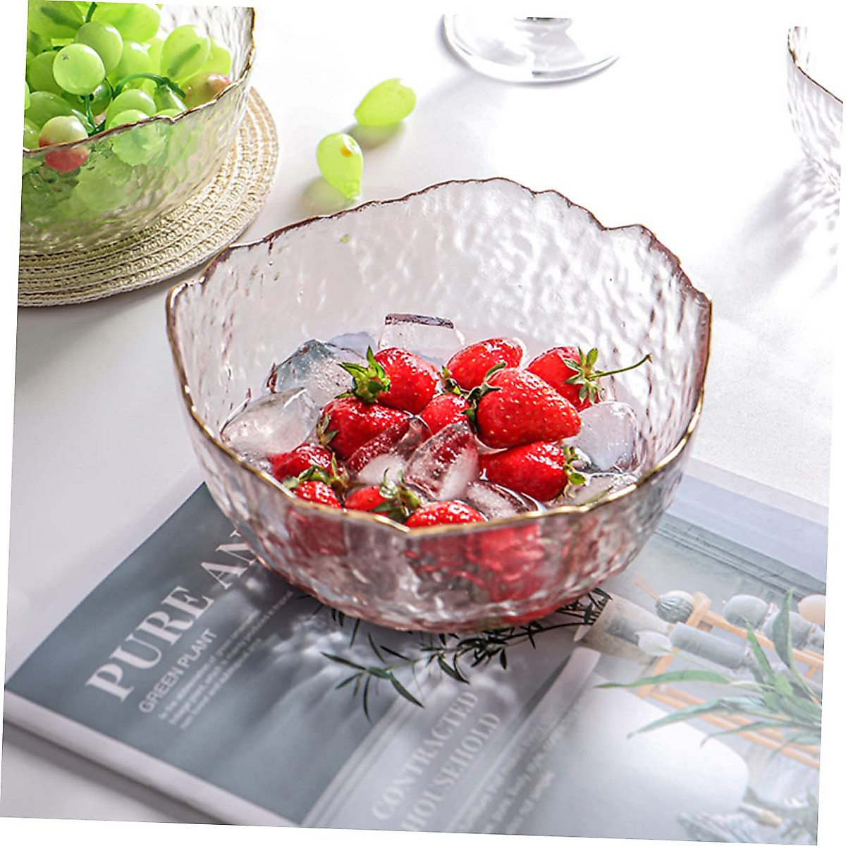 PRETYZOOM 1pc Salad Bowl Clear Container Candy Dishes Decorative Candy Bowls Decorative Pasta Bowls Glass Salad Bowl Glass Prep Bowl Fruit Bowl Mixing Bowl Noodle Bowl Purple Ramen Bowl Mini