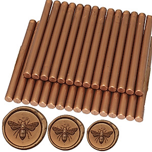 Wax Seal Sticks Copper Gold, ONWINPOR 30pcs Glue Gun Wax Sealing Sticks for Wax Seal Stamp, Mini Wax Seal Gun Sticks Set Suit for 0.2.8'' Glue Gun Great for Wedding Invitations(Copper)