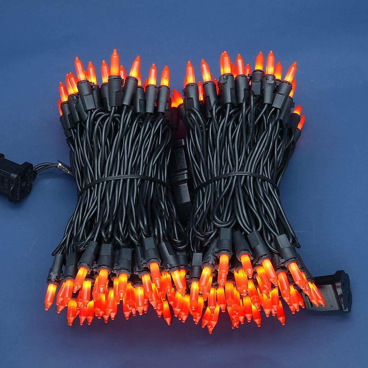 SWEET SHINE 200 Count Orange Christmas Lights, Pack of 2 Strands 100 Count 33 ft Black Wire UL Listed Halloween String Light (Orange)