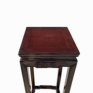 Chinese Oriental Square Burgundy Brown Plant Stand Pedestal Table Acs7686