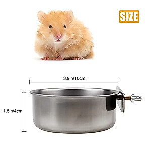 TWUTGAYW 2 Pack Bird Feeding Dish Cups, Stainless Steel Parrot Food Bowl Feeding Food Water, Bird Feeder Bowl for Parakeet African Greys Conure Cockatiels Lovebird Budgie Chinchilla