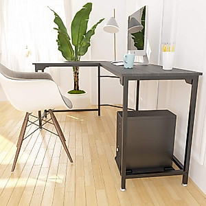 Weehom L-Shaped Desk Black Corner Gaming Computer Desks for Home Office PC Workstation Study Writing Work Table,Wood & Metal, 66 Inch