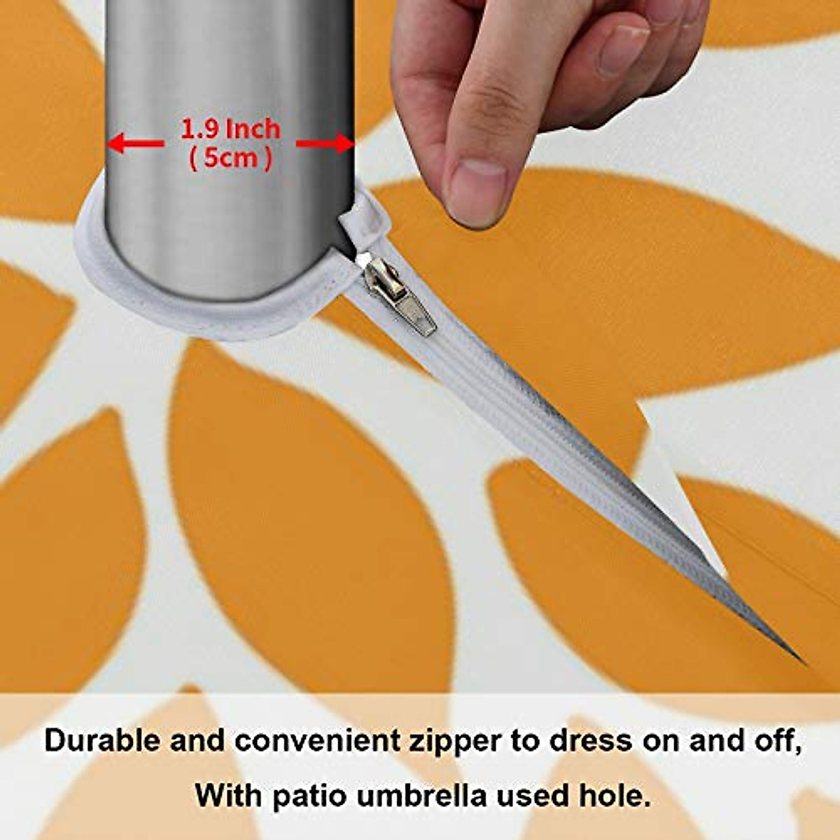 Blueangle 60 Inch Outdoor Waterproof Summer Flower Pattern Round Tablecloth with Umbrella Hole for Camping, Patio, Picnic, Spring, Summer