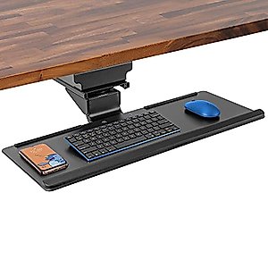 Stand Steady Under Desk Keyboard Tray | Adjustable Tilting Keyboard Shelf for Ergonomic Typing | Screw-On Under Desk Storage with Cable Clips (Tray Specs: 26.5in x 10in | Overall Specs: 26.5in x 17in)