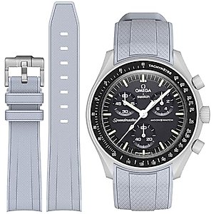 Stanchev Men's 20mm Soft Silicone Watch Band for Omega X Swatch MoonSwatch Speedmaster, Black