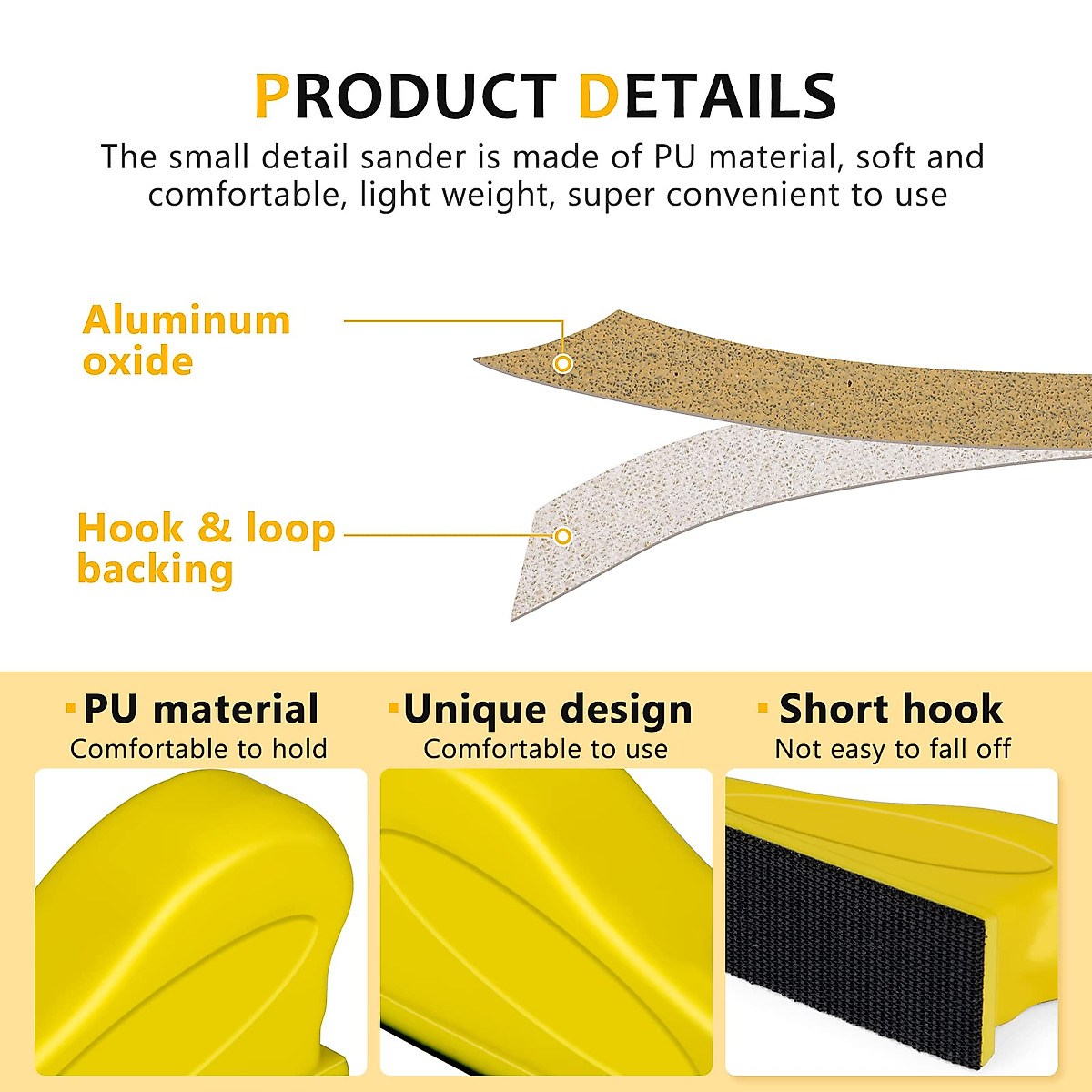 Micro Sander Kit, 80 Sheets Detail Handle Sanding Tools with Sandpaper 60 to 600 Grit for DIY Crafts Wood Tight Narrow Spaces Polishing (80pcs)