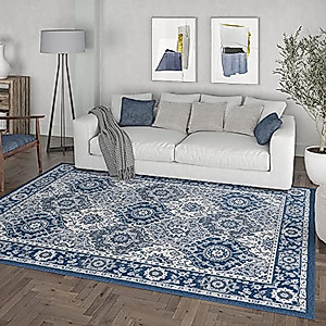 Navy 2x3 Entry Rug - Indoor Front Door Rug - Small Area Rug - Kitchen Rug - Bath Rug - Contemporary Carpet