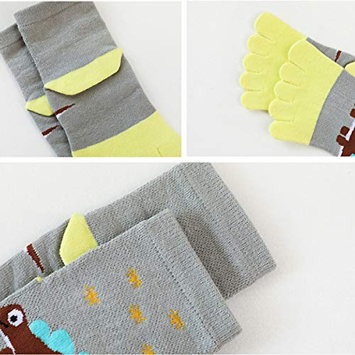 Petyoung 5 Pair Kids Toe Socks, Cartoon Five Finger Crew Ankle Sock Breathable Running Toe Socks for 0-10Y Boys and Girls