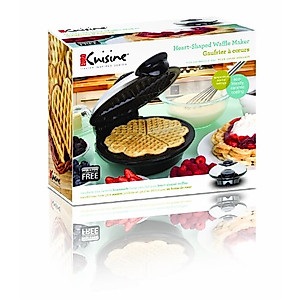 Euro Cuisine WM520 Eco Friendly Heart Shaped Waffle Maker - PTFE and PFOA Free Non Stick Plates,Silver