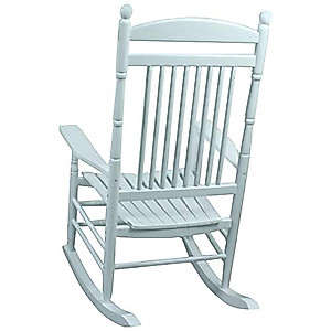 Caymus Solid Hardwood Outdoor Rocking Chair Country Plantation Porch Rocker Provide Comfortable Seating on Patio or Deck (Chair, White)