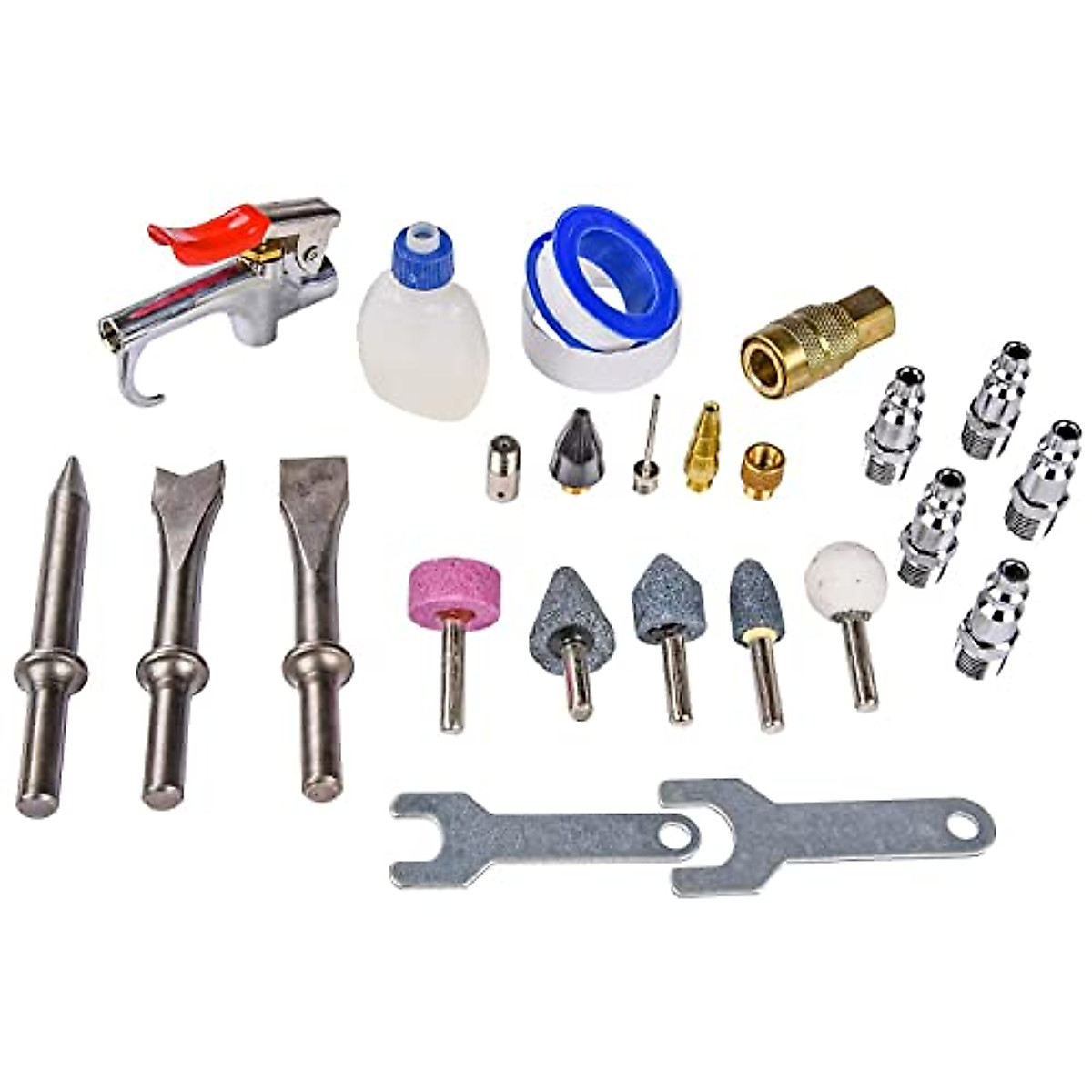 JEGS 81151 Air Tool Kit Includes Impact Wrench Ratchet Wrench Hammer Die Grinder