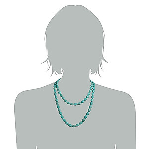 Jane Stone Funky Oval Shape Necklace Turquoise Double Strand Layers Cluster Necklace Pendant Bib Jewelry (Turquoise)