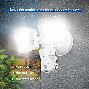 SANSI Bright Series 36W 3600LM LED Motion Sensor Outdoor Lights, 50,000 Hrs Lifespan Security Light, 200W Equiv 5000K Dusk to Dawn IP65 Floodlight, Super Bright for Yard Garage, White, Wired Not Solar