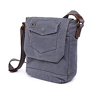TSD Brand Spring Palm Canvas Crossbody Bag (Grey)