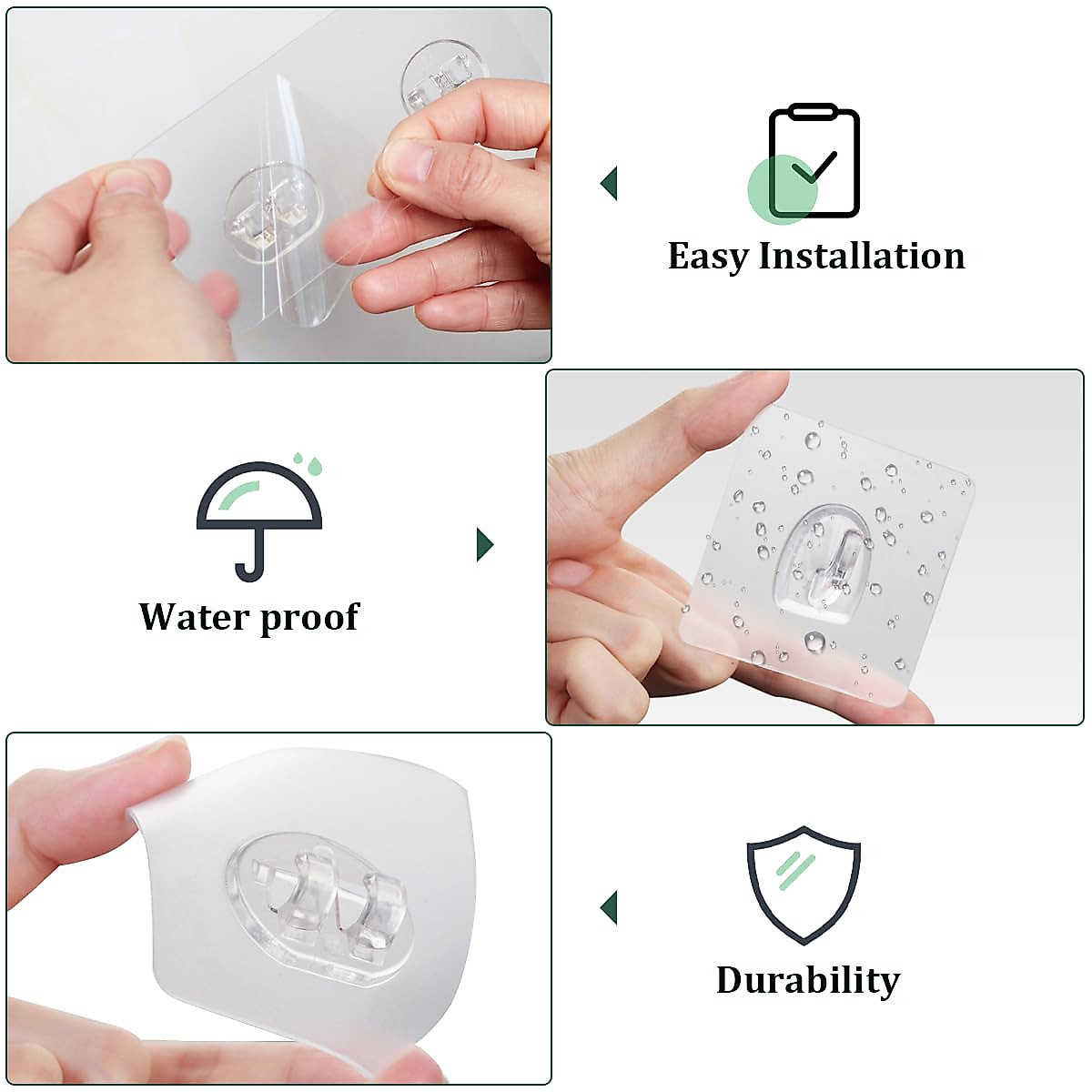 12 Pack Shower Caddy Adhesive Replacement, Transparent Strong Adhesive Hooks, Waterproof No Drilling Shower Shelf Adhesive for Shower Caddy, Bathroom Storage Kitchen