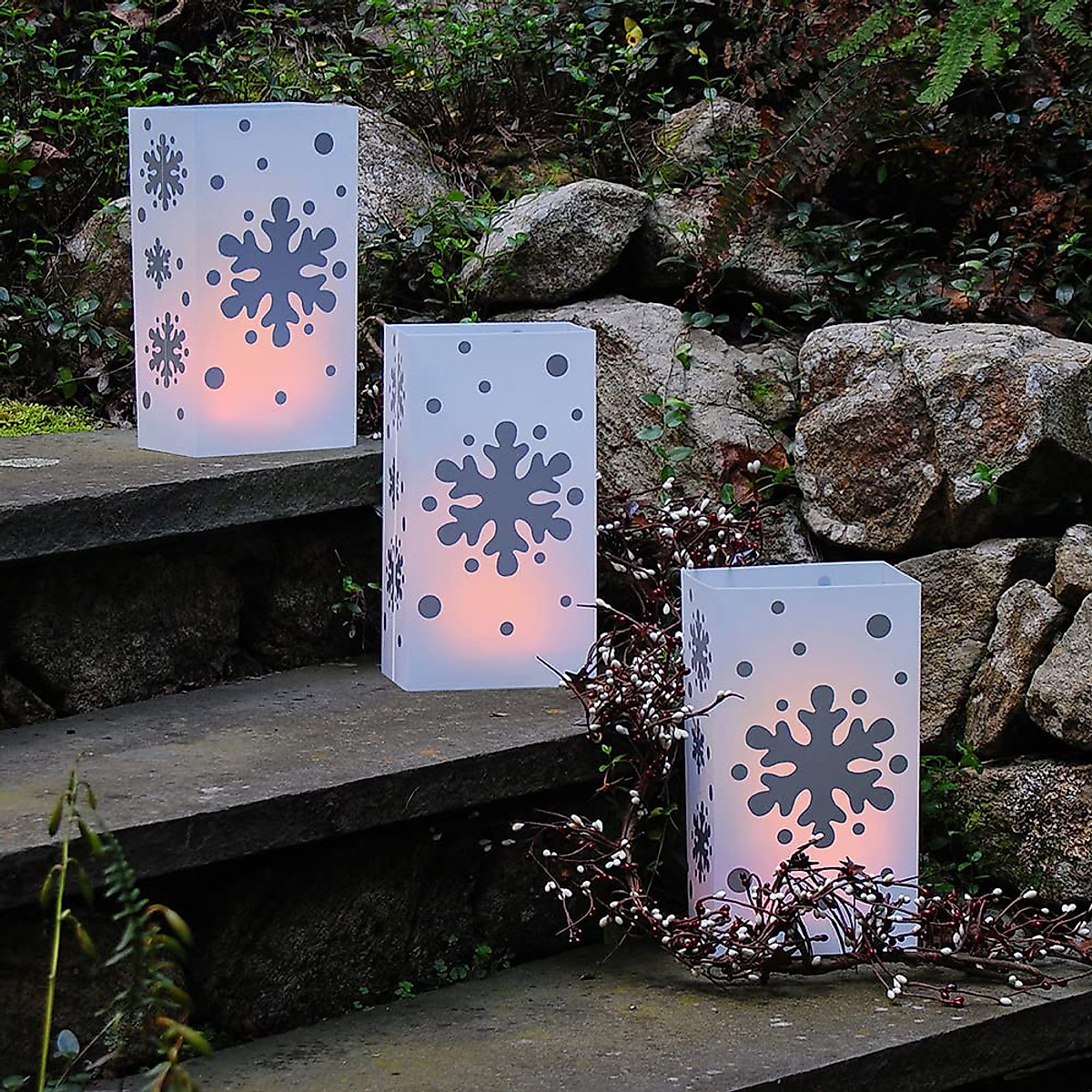LumaBase 82236 Battery Operated LED Luminaria Kit, Snowflake